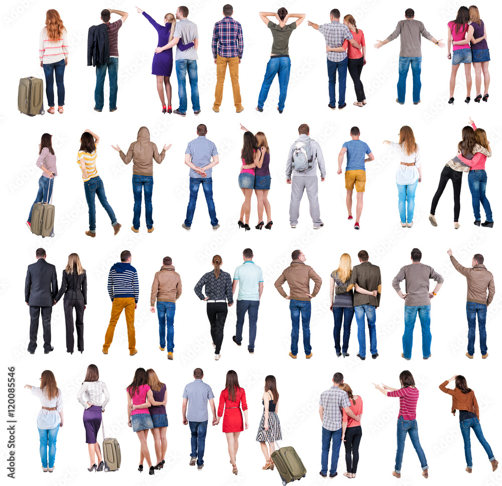Collection Back view people . Rear view people set. backside view of ...