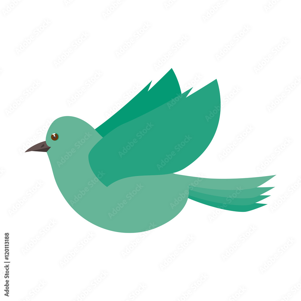 green bird flying cartoon colorful animal. side view. vector ...
