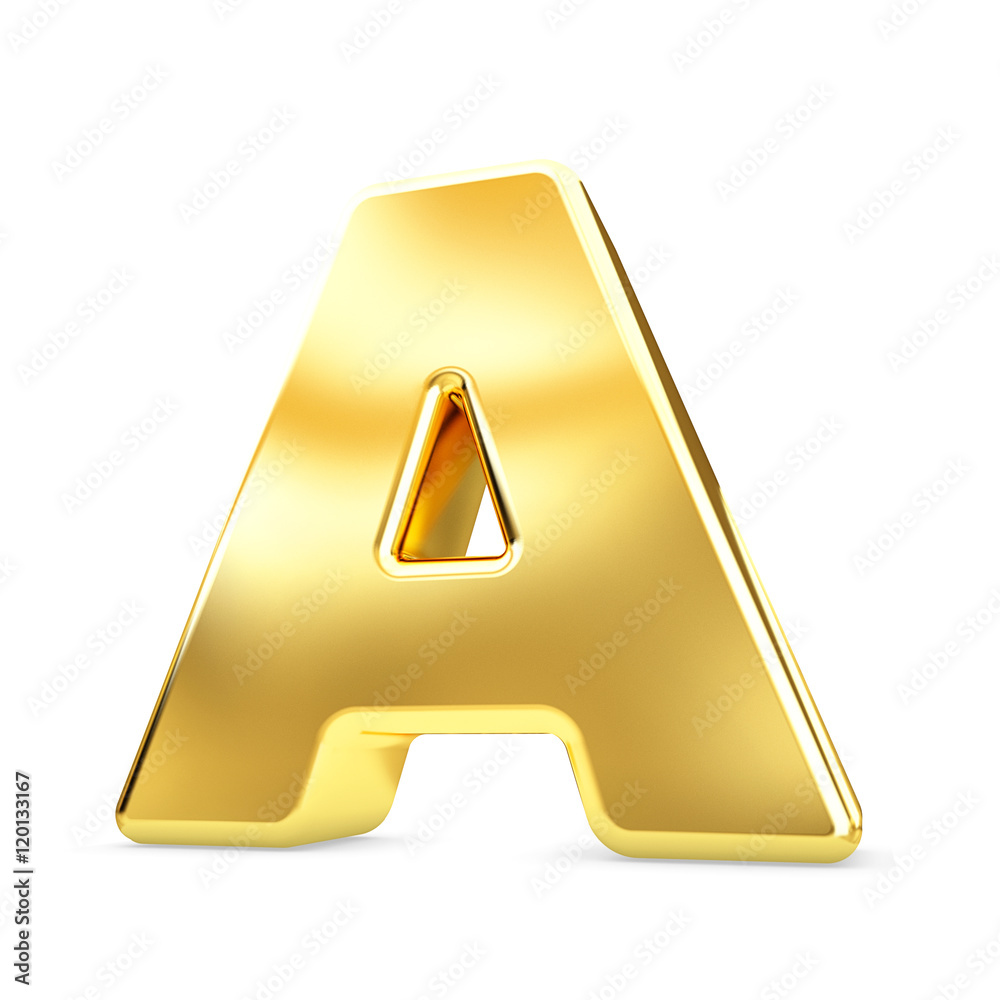 3d gold letter A isolated white background. Stock Illustration | Adobe ...