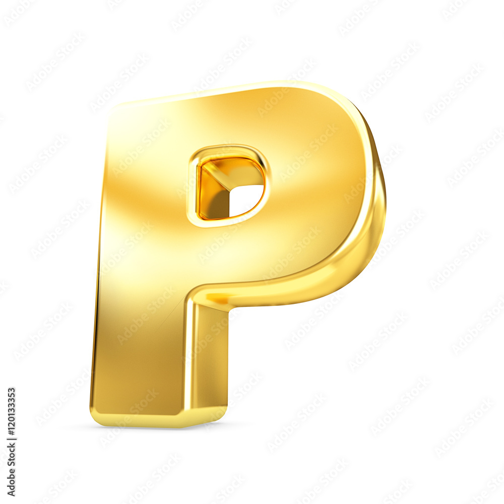 3d gold letter P isolated white background. Stock Illustration | Adobe ...