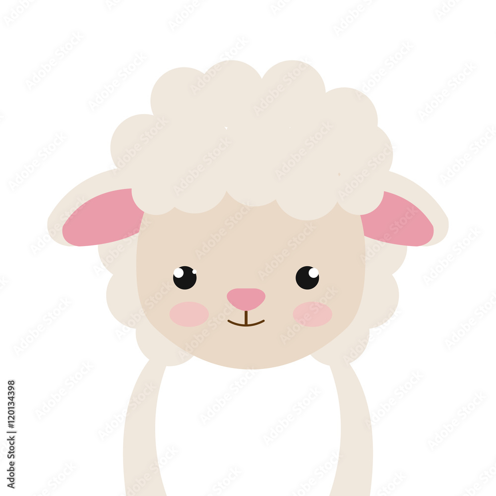 sheep animal character cute cartoon with pink nose . vector ...