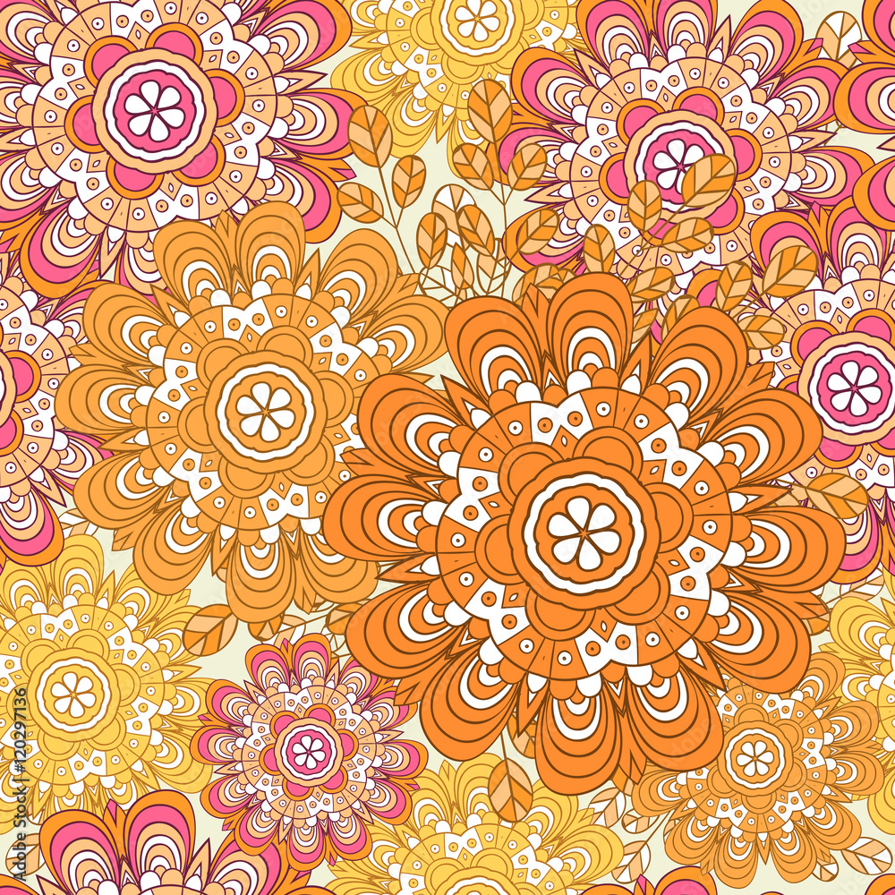 Vector flower pattern. Seamless botanic texture, detailed flowers ...