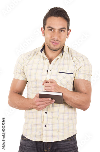 young handsome male teacher holding notebook Stock Photo | Adobe Stock young handsome male teacher holding notebook Stock Photo | Adobe Stock