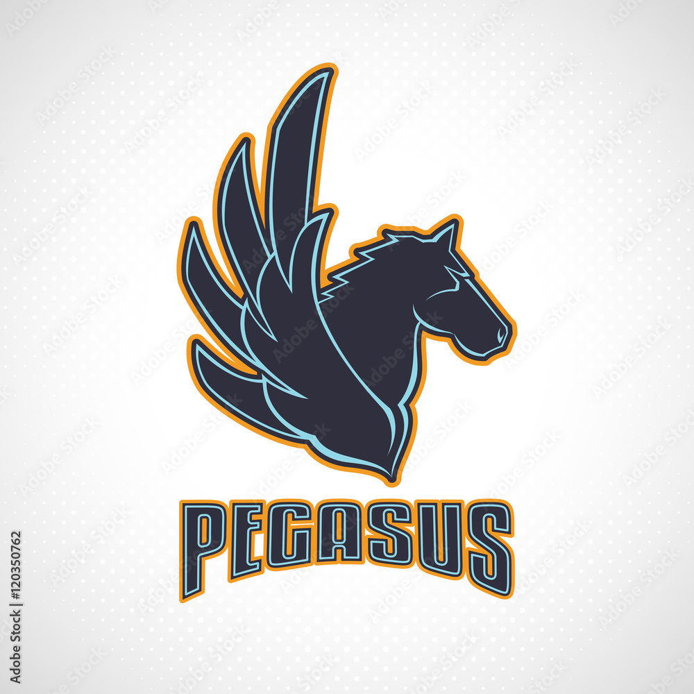 Pegasus emblem Horse head with wing Stock Vector | Adobe Stock
