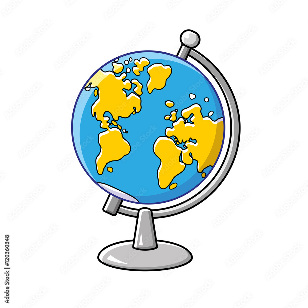 Globe cartoon icon isolated, western hemisphere. Stock Vector | Adobe Stock