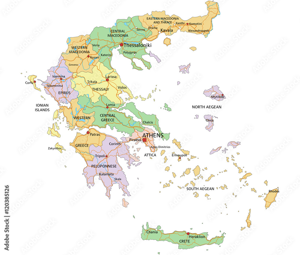 Greece - Highly detailed editable political map with labeling. Stock ...