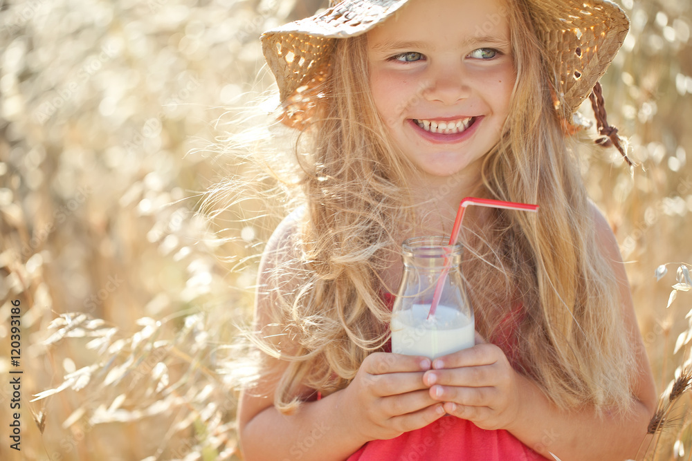 A Child Drinks Milk Stock Photo Adobe Stock