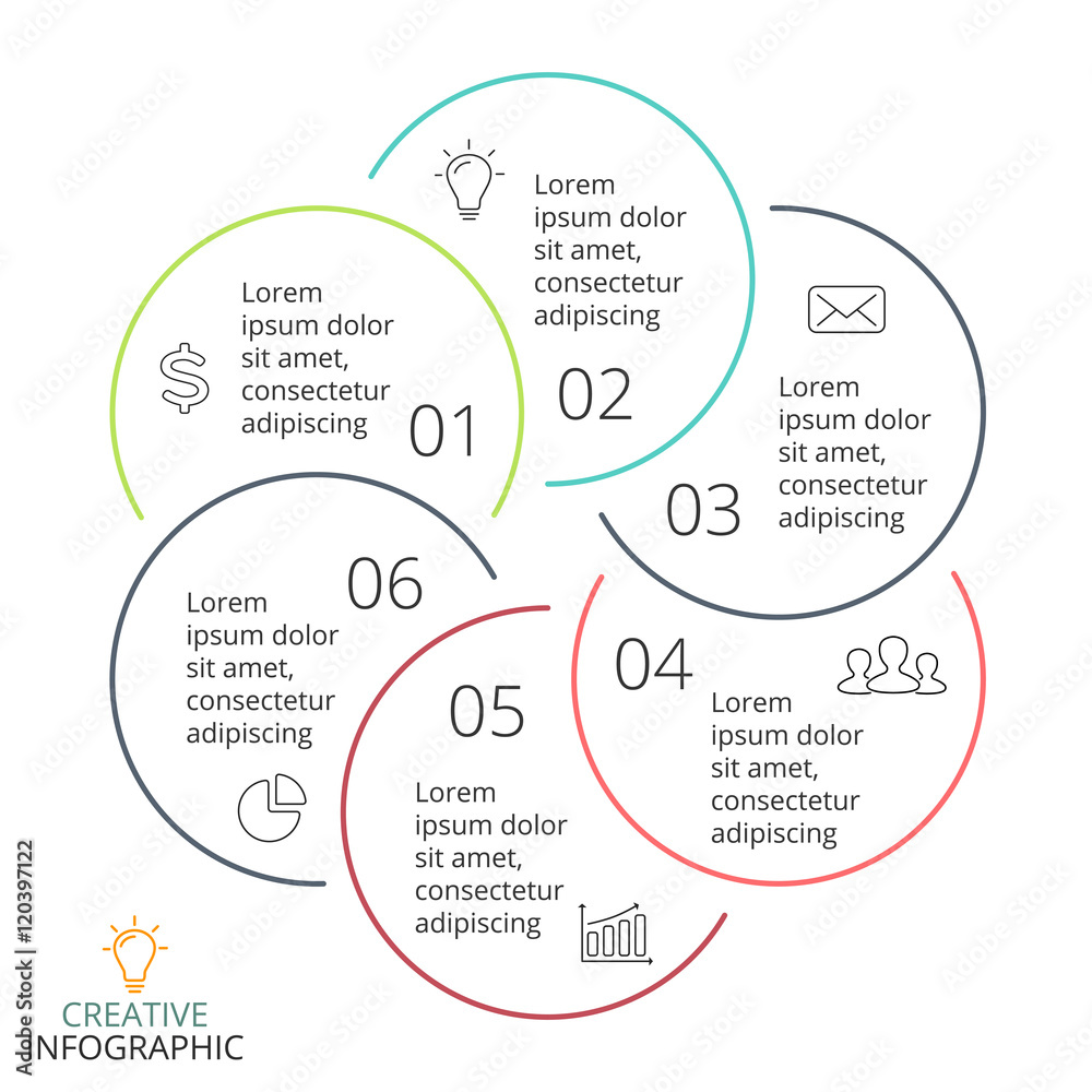 Vector circle arrows linear infographic, cycle diagram, minimal graph ...