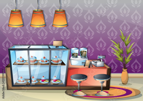 cartoon vector illustration interior cafe room with separated layers in ...