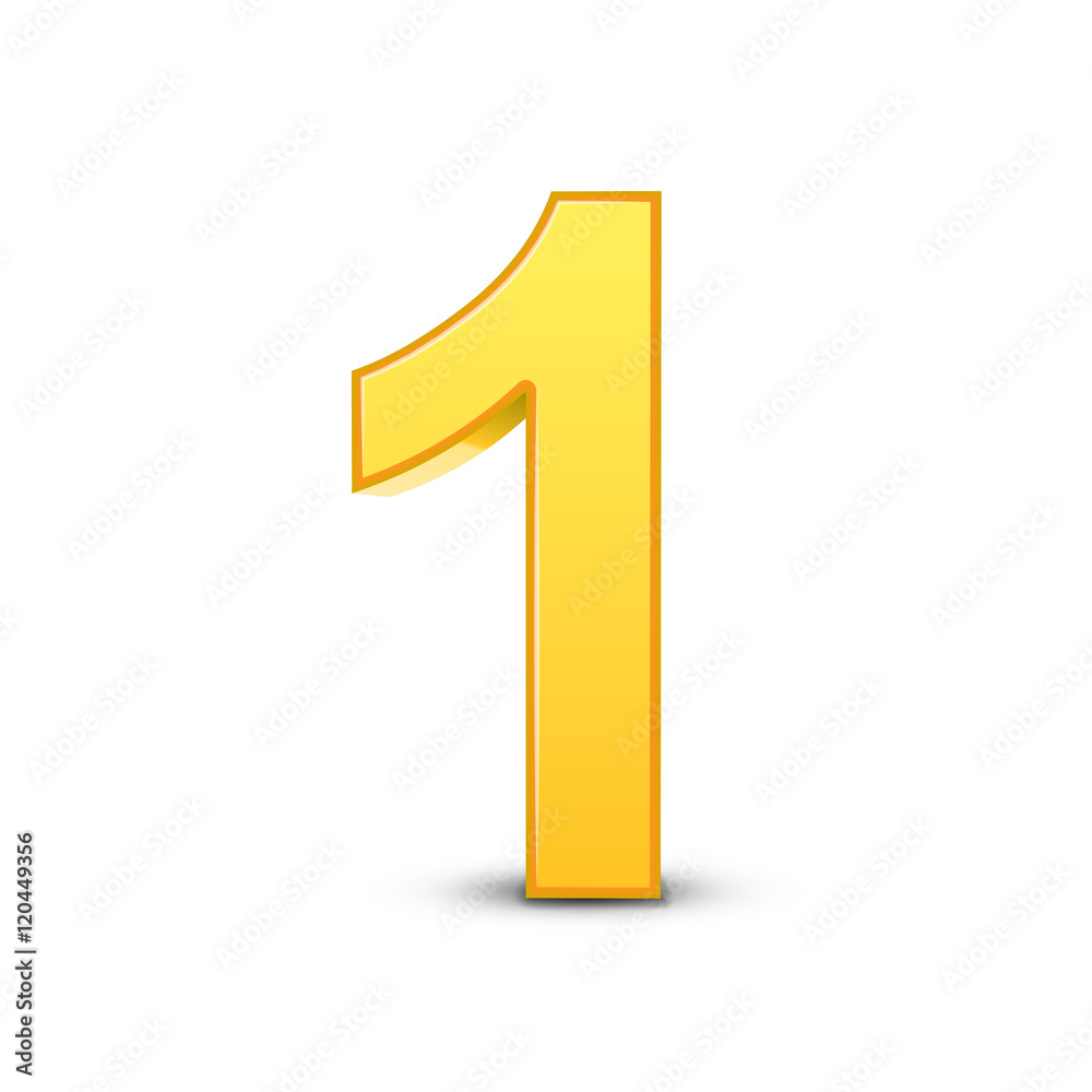 3d shiny yellow number 1 Stock Vector | Adobe Stock