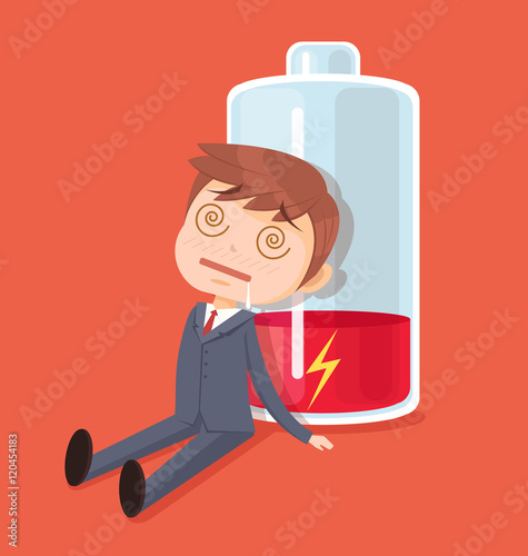 Businessman character no energy. Vector flat cartoon illustration Stock ...