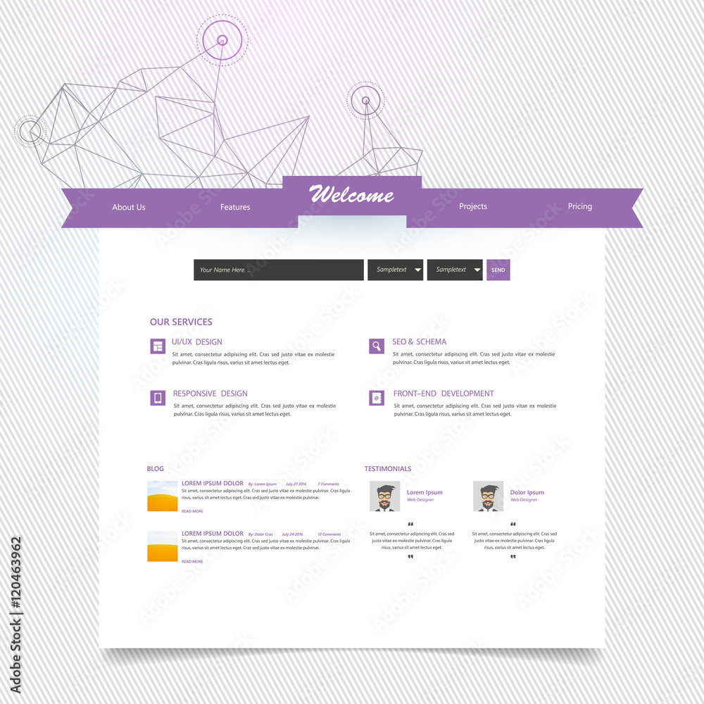 Business Website Template with low poly style background design. Stock ...