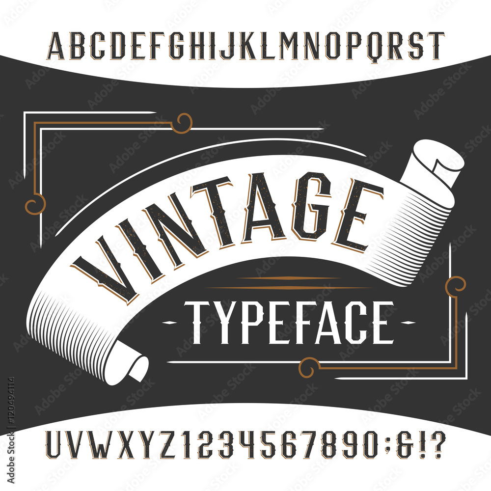 Vintage alphabet font. Rust effect letters and numbers. Retro vector ...