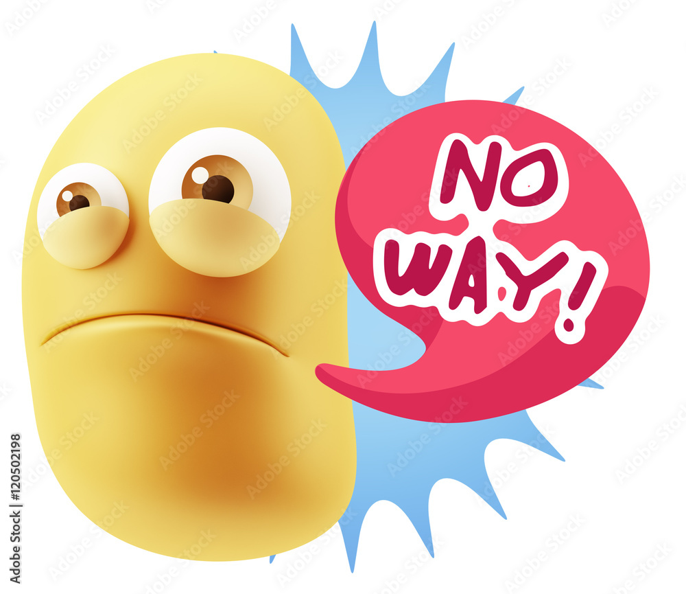 3d Illustration Sad Character Emoji Expression saying No Way wit Stock ...