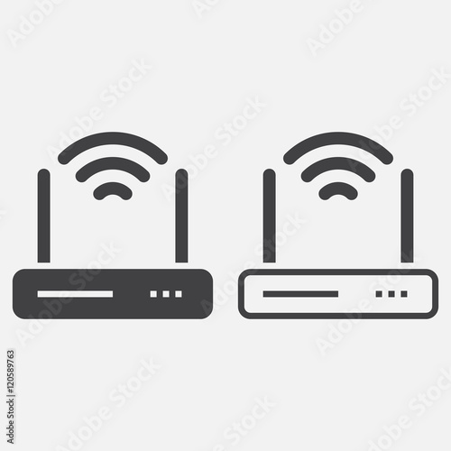 router line icon, wifi outline and solid vector sign, linear and full ...