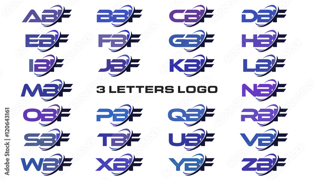 Стоковое векторное изображение «3 letters modern generic swoosh logo ...