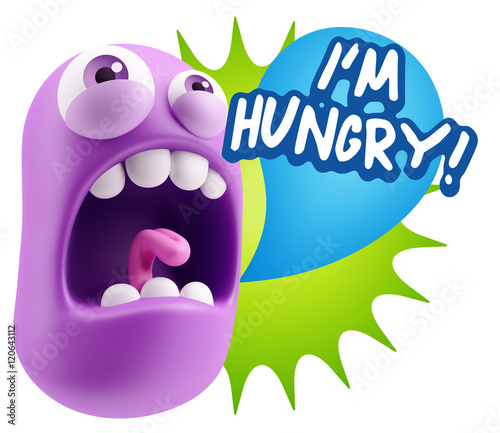 3d Rendering Angry Character Emoji saying I'm Hungry with Colorf Stock ...