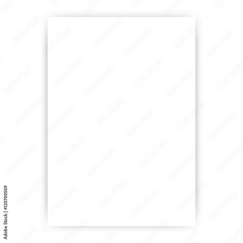 Blank A4 White Paper Template with Shadow Stock Vector | Adobe Stock