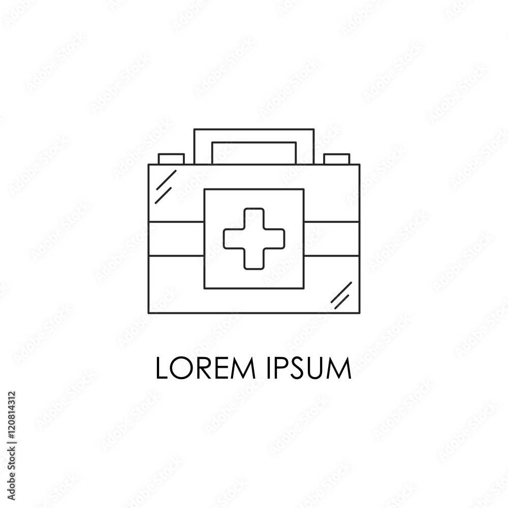 Vector flat outline medicine chest Stock Vector | Adobe Stock