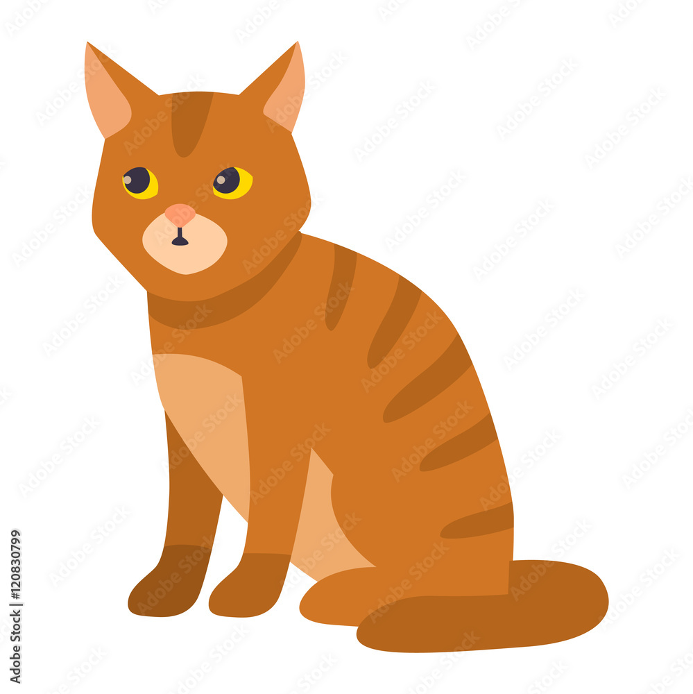 Cat cartoon style vector silhouette. Cute domestic cat animal sitting ...
