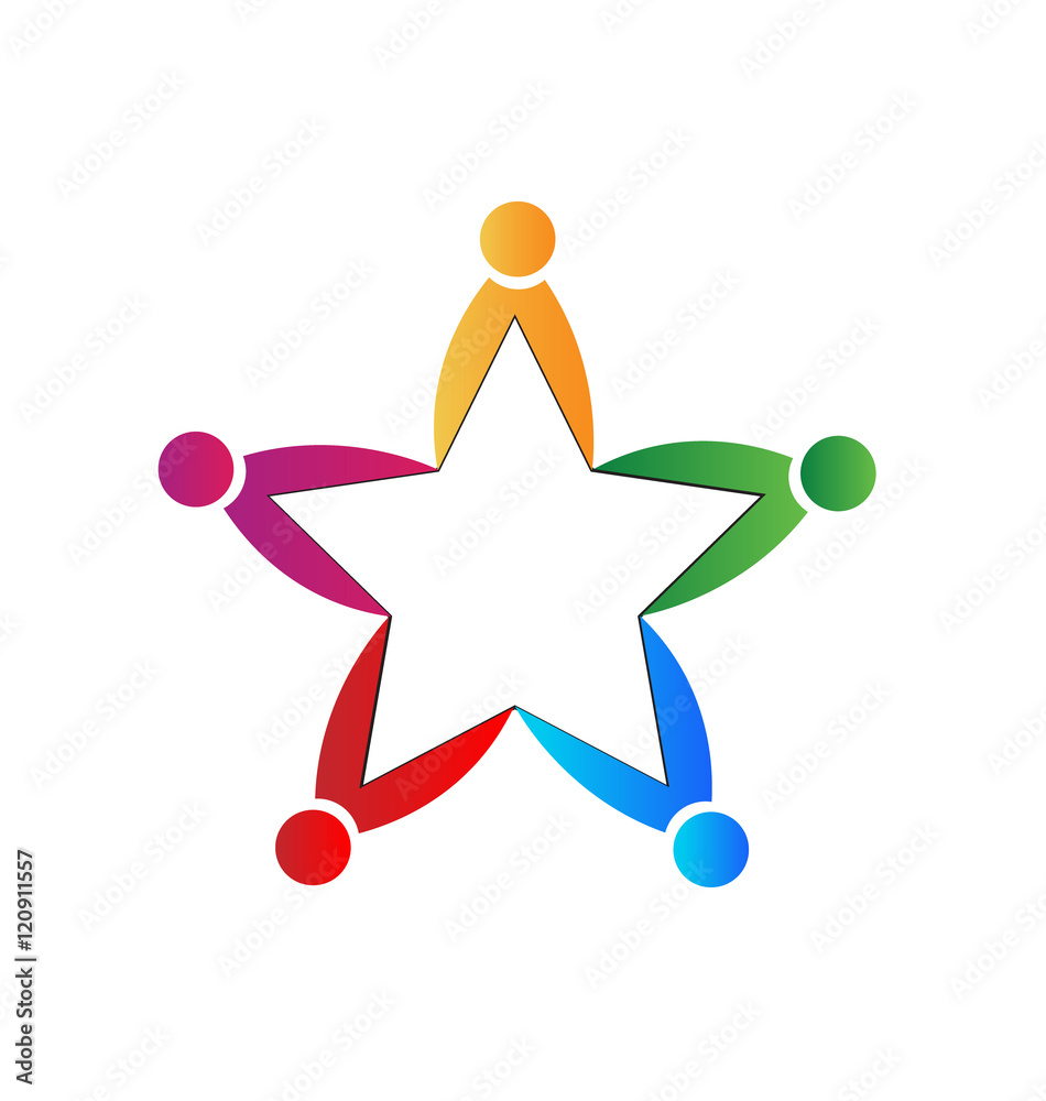 Teamwork star shape logo concept of unity vector design Stock Vector ...