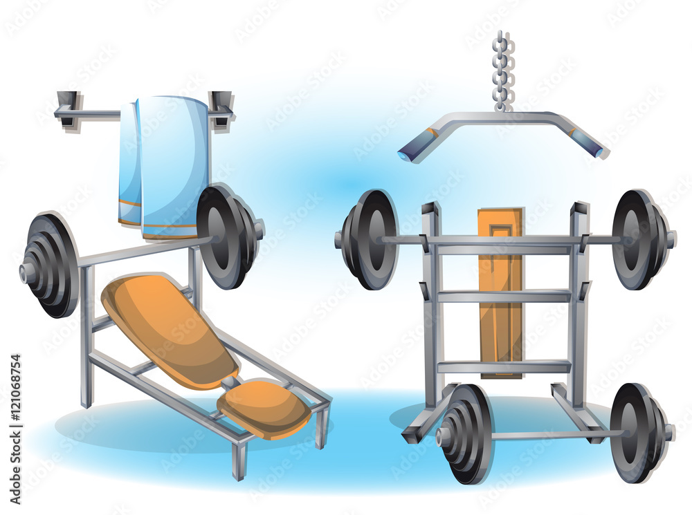 cartoon vector illustration interior fitness room with separated layers ...