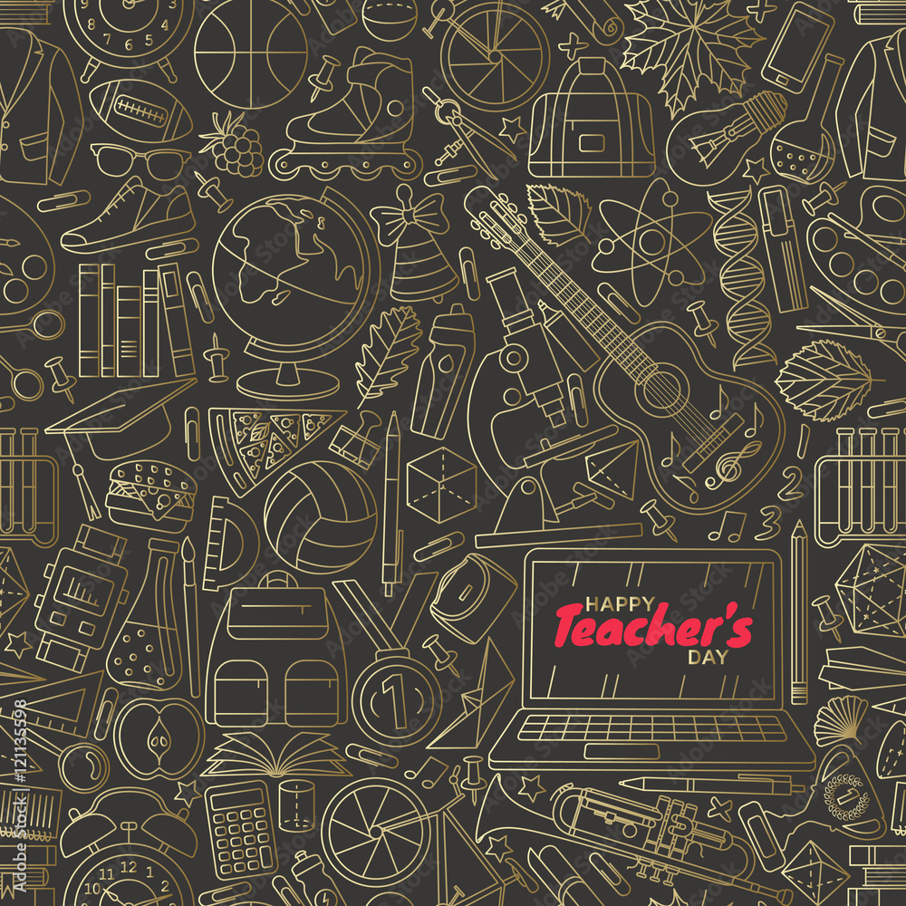 Happy Teachers Day background. Seamless pattern. Vector illustration ...