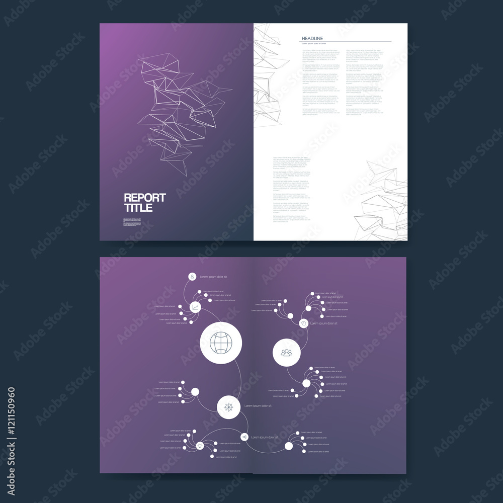 Business report template with infographics elements for company ...