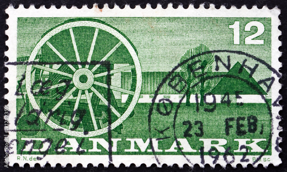 Postage stamp Denmark 1960 Seeder and Farm Stock Photo | Adobe Stock