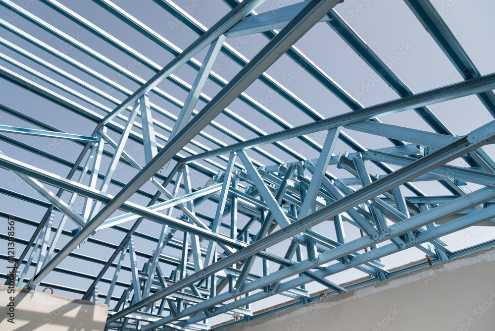 Structure of steel roof. Stock Photo | Adobe Stock