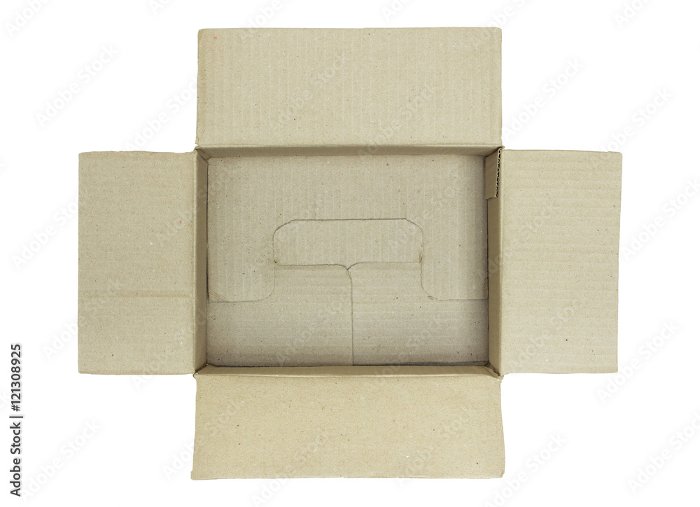 Top view of cardboard box isolated on white with clipping path Stock ...