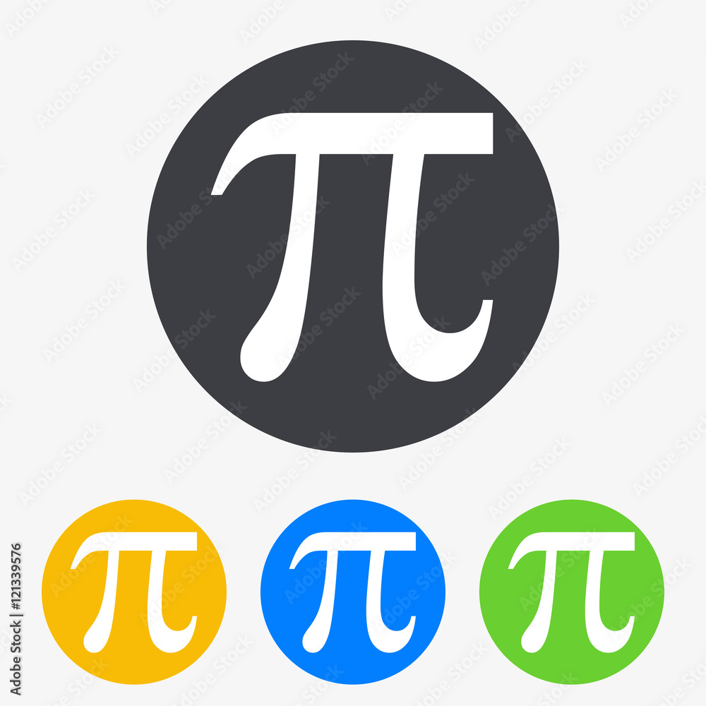 Icono plano símbolo Pi en circulo varios colores Stock Vector | Adobe Stock
