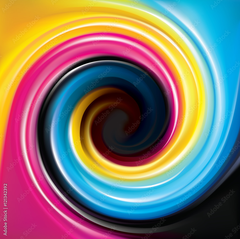 Vector swirl background of primary colors printing process (CMYK Stock ...