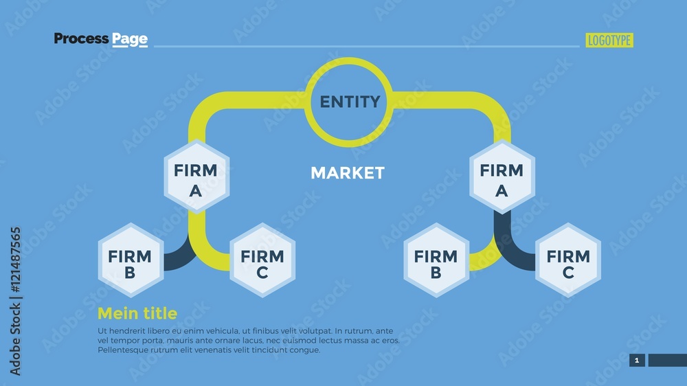 Hexagons Flowchart Slide Template Stock Vector | Adobe Stock