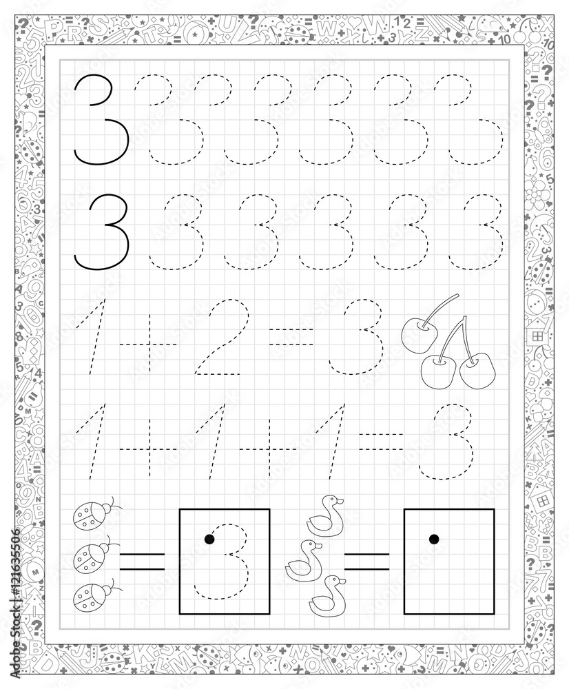 Black and white worksheet on a square paper with exercises for little ...