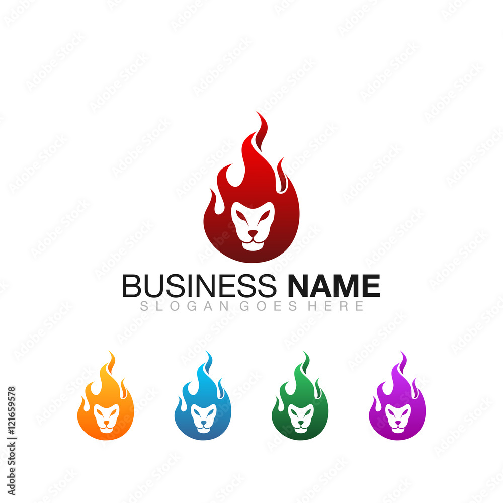 Fire Lion Flame Logo Vector Image Icon Stock Vector | Adobe Stock