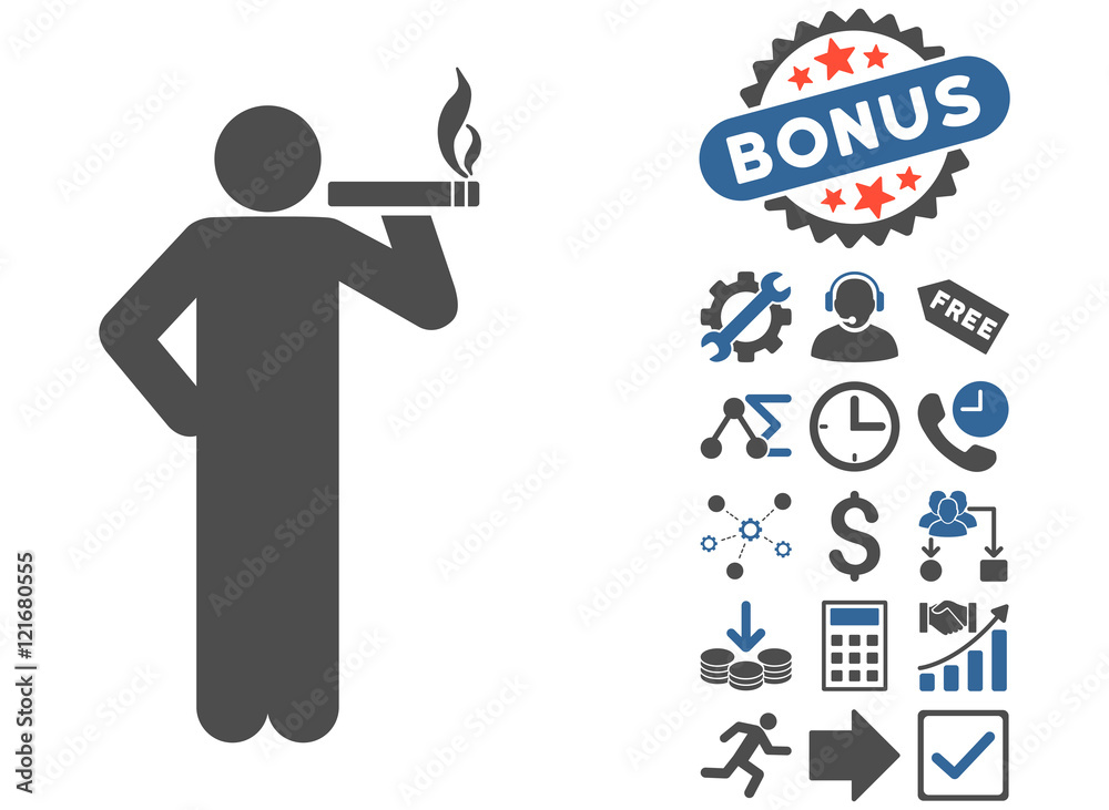 Smoking Man icon with bonus clip art. Vector illustration style is flat ...
