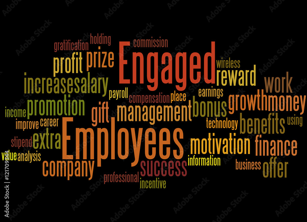 Ilustración de Stock Engaged employees, word cloud concept 6 | Adobe Stock