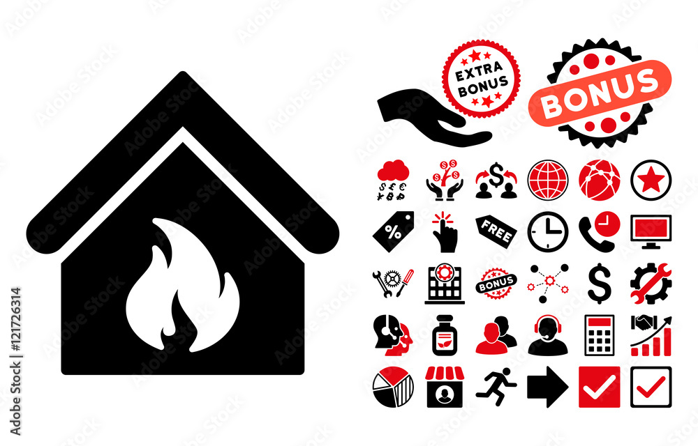 Building Fire pictograph with bonus clip art. Vector illustration style ...