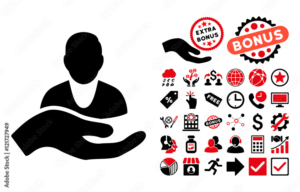 Client Care Hand pictograph with bonus clip art. Vector illustration ...