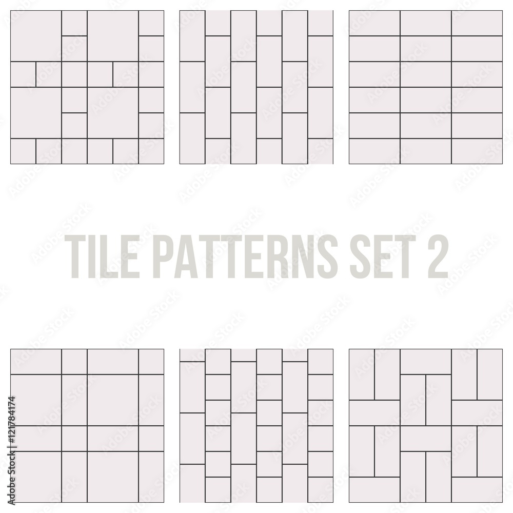 Set of thin line seamless pattern brick tile, use for background, path ...