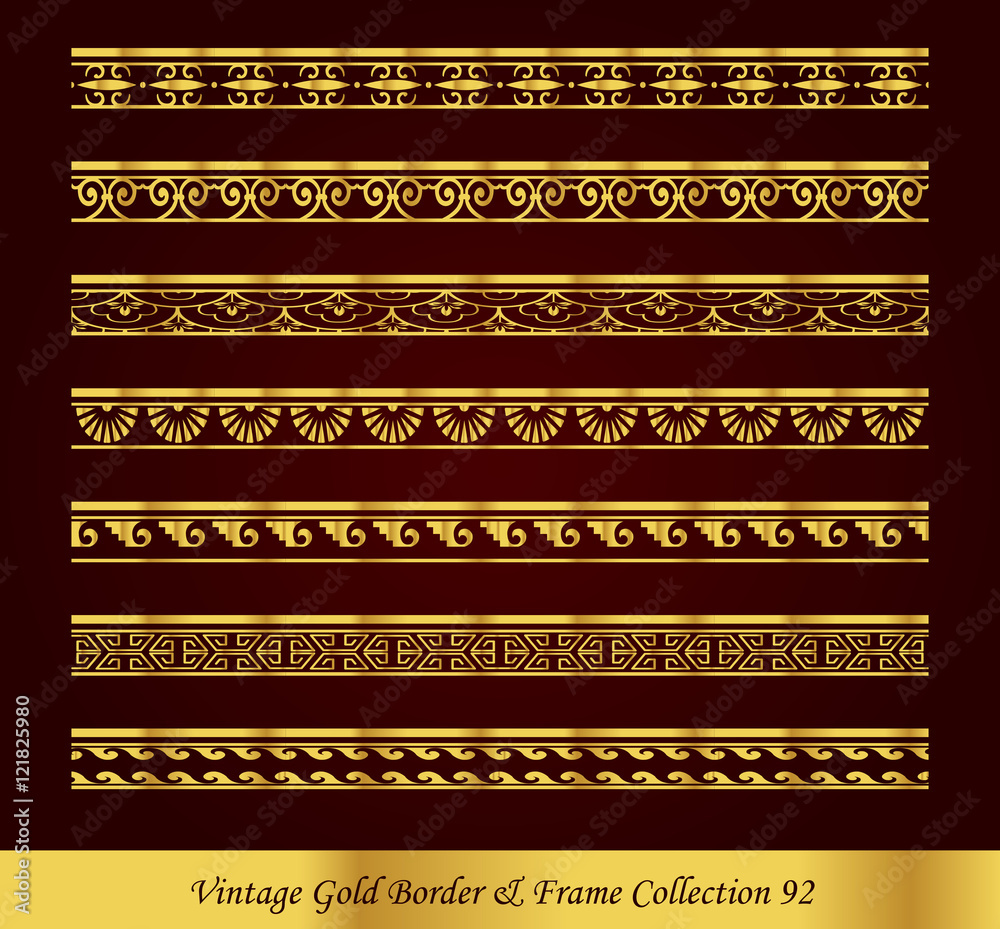 Vintage Gold Border Frame Vector Collection 92 Stock Vector | Adobe Stock