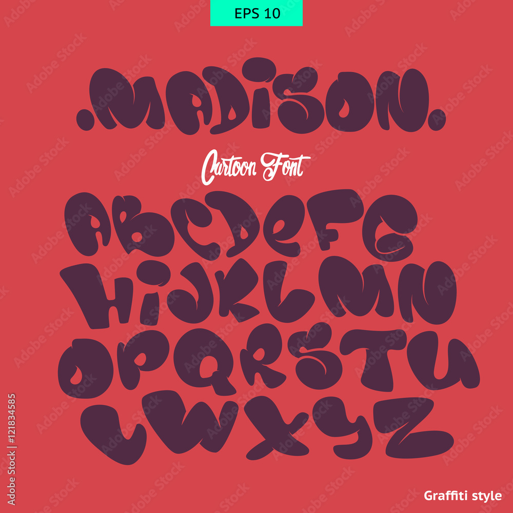 Cartoon comic graffiti font alphabet. Vector Stock Vector | Adobe Stock