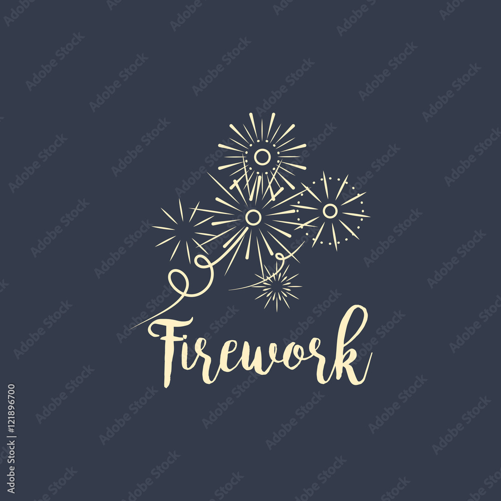 Firework company logo design on the dark background. Vector ...