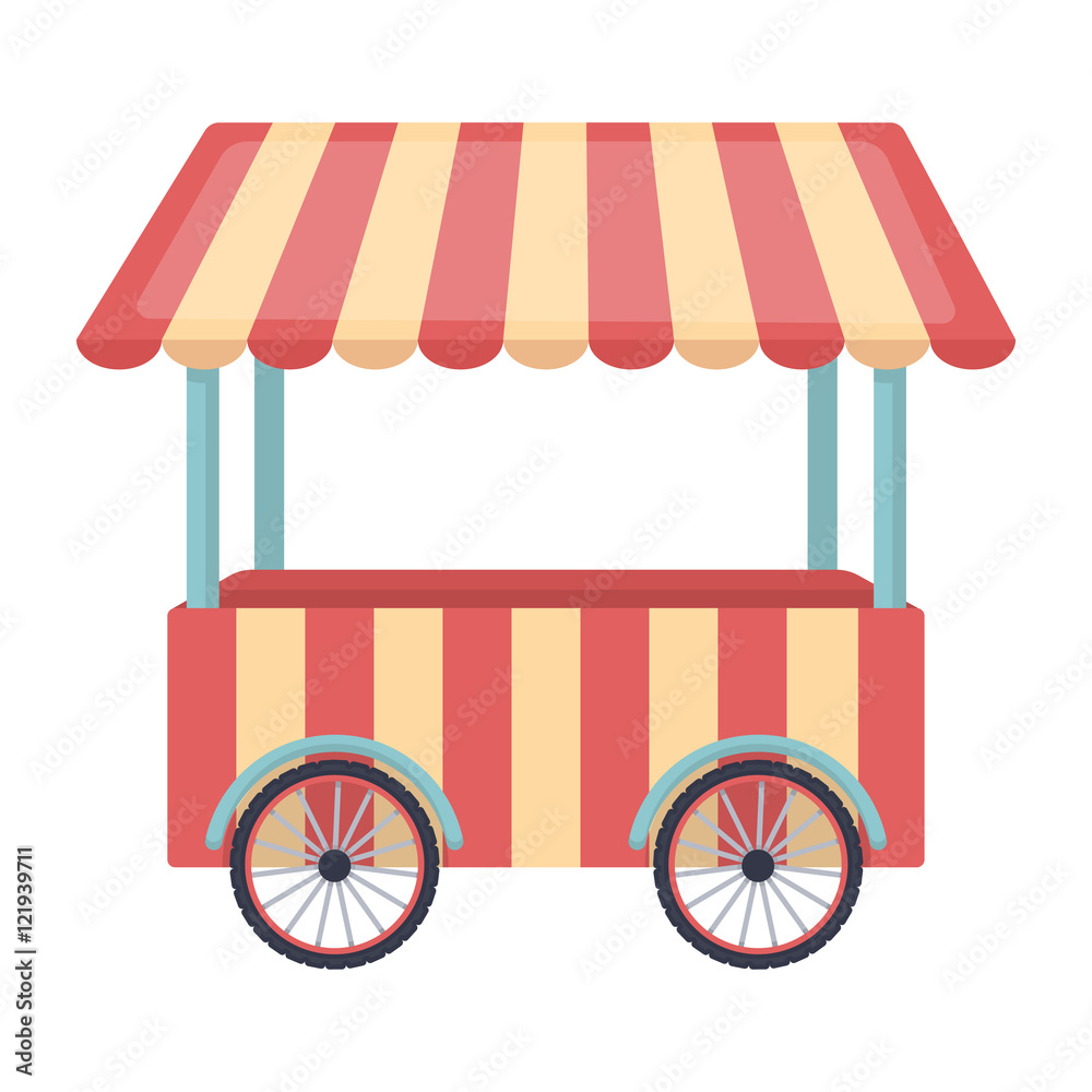 Snack cart icon in cartoon style isolated on white background. Circus ...