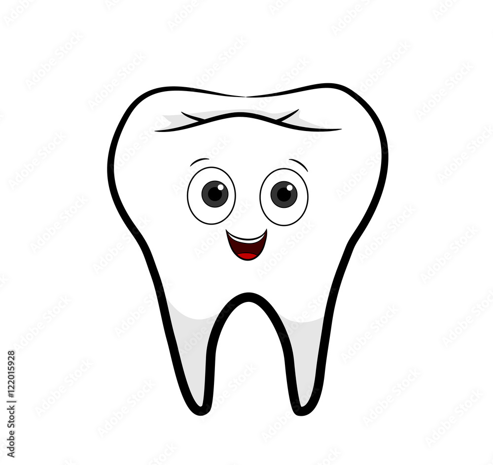 Tooth Cartoon. A hand drawn vector cartoon illustration of a happy ...