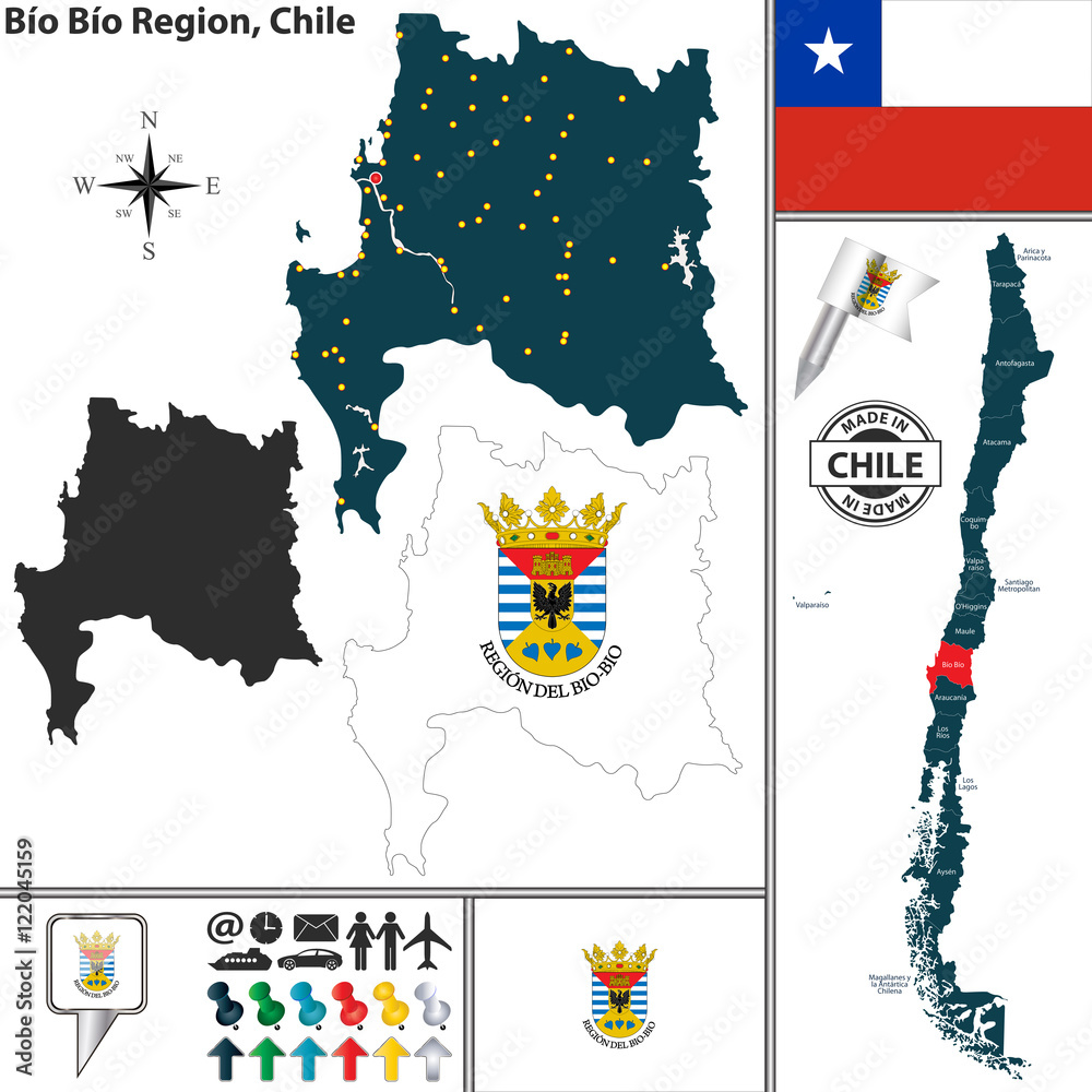 Map of Bio Bio, Chile Stock Vector | Adobe Stock