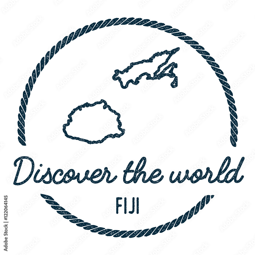 Vector de Stock Fiji Map Outline. Vintage Discover the World Rubber ...