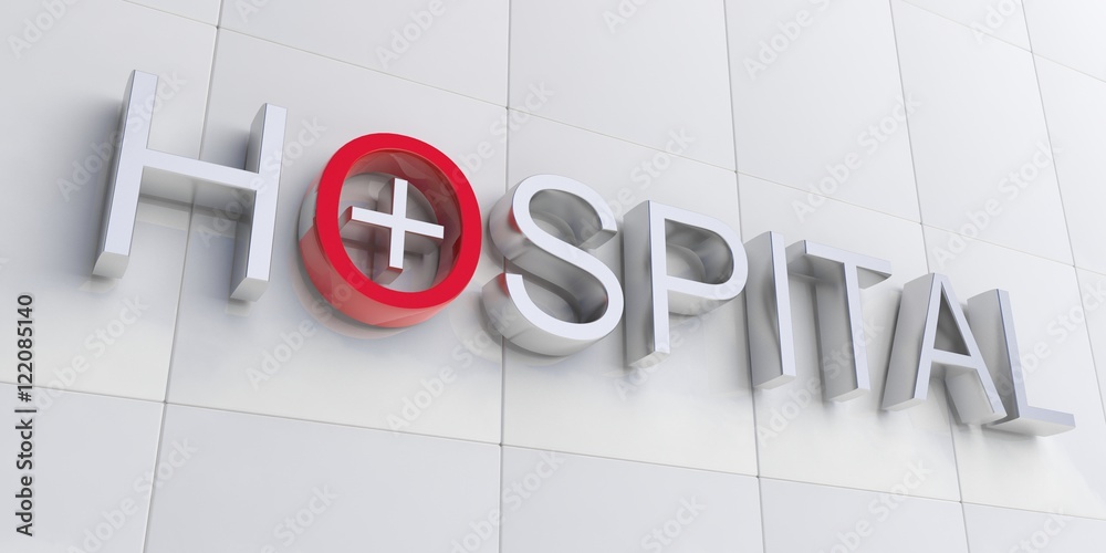 Silver hospital sign. 3d illustration Stock Illustration | Adobe Stock