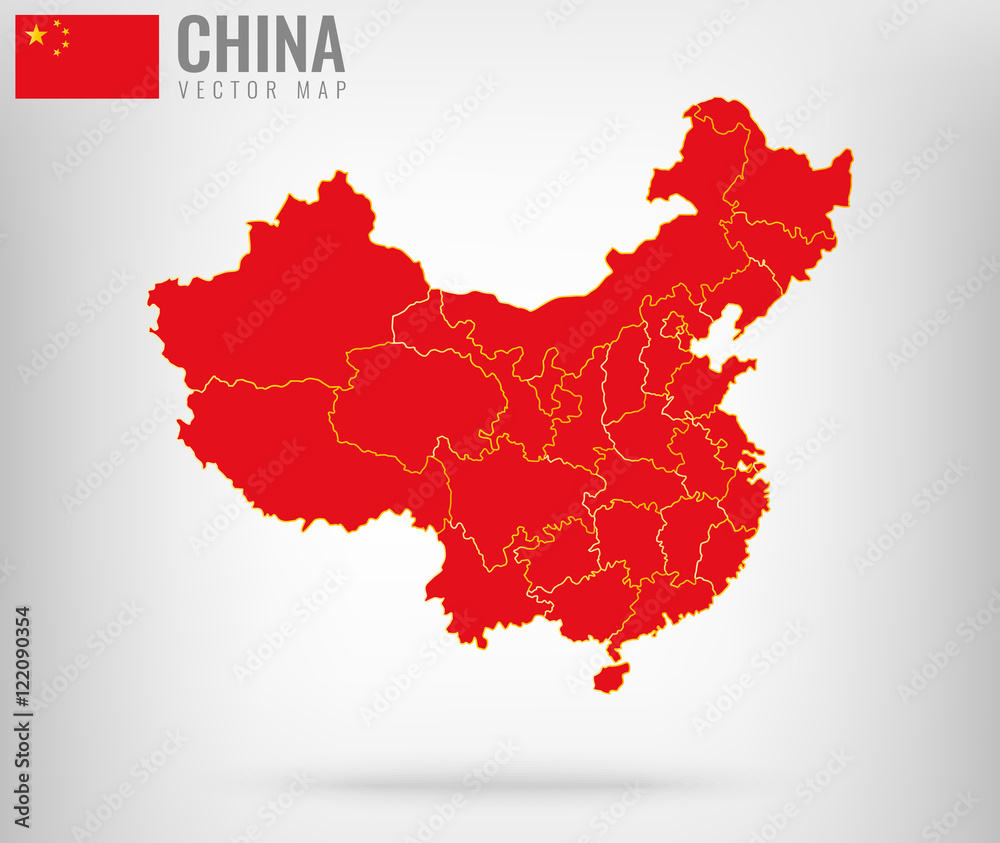 China Map with golden borders. Vector Stock Vector | Adobe Stock